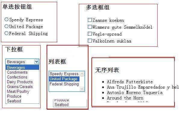 Asp中 Radiobuttonlist 单选按钮组 Checkboxlist 复选框组 Dropdownlist 下拉框